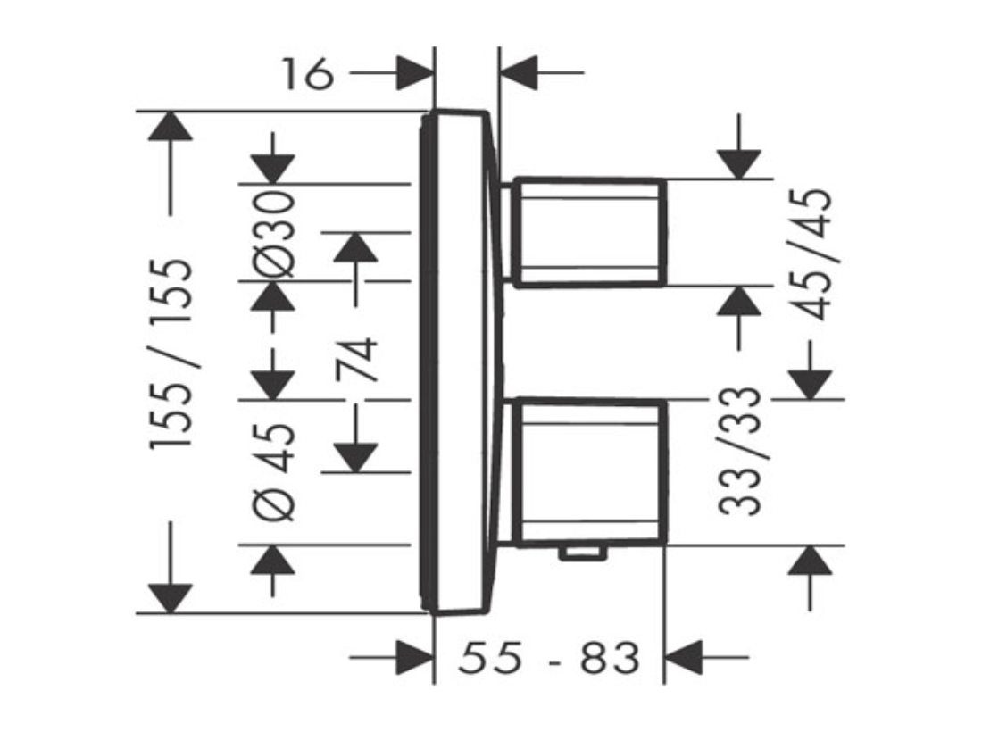 شیر حمام ترموستاتیکMetris 15707000- توکار